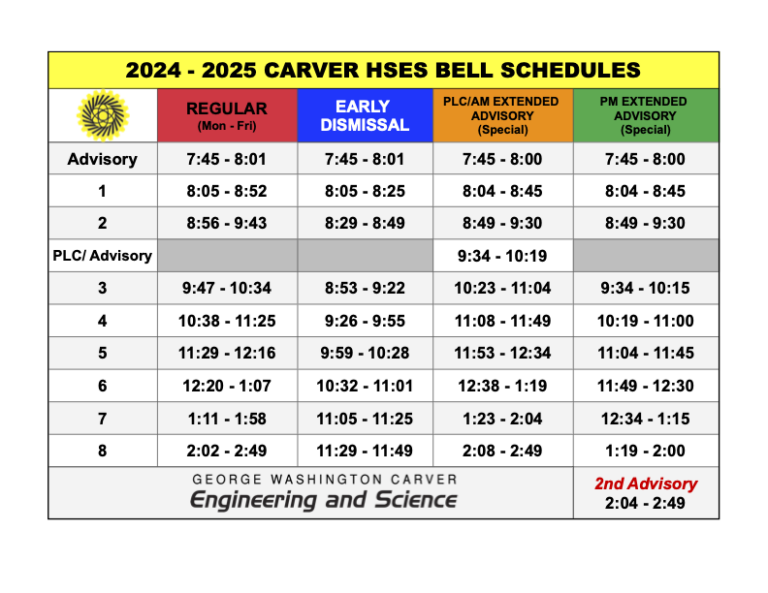 Bell Schedules - Carver Engineering and Science