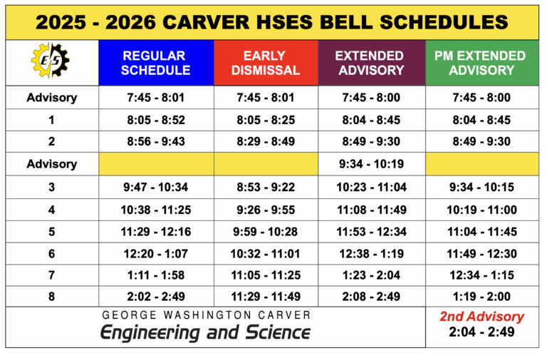 Bell Schedules - Carver Engineering and Science